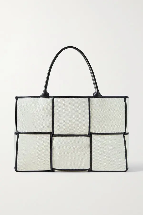 Bottega Veneta Arco Medium Leather-trimmed Canvas Tote