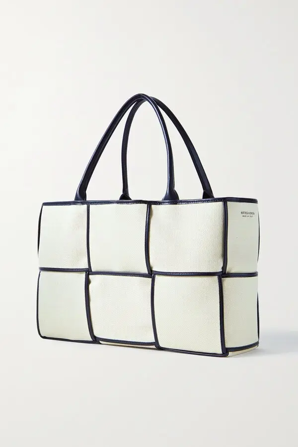 Bottega Veneta Arco Medium Leather-trimmed Canvas Tote