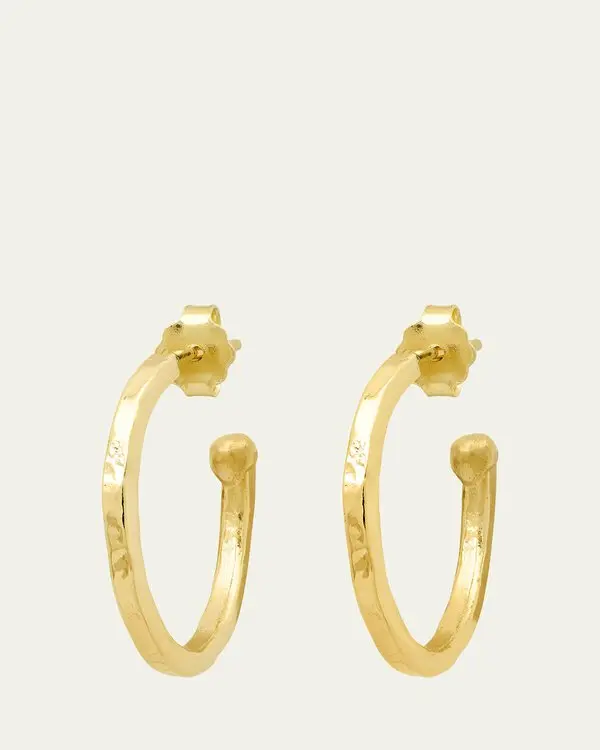 JENNIFER MEYER 18k Yellow Hammered Bangle Hoop Earrings