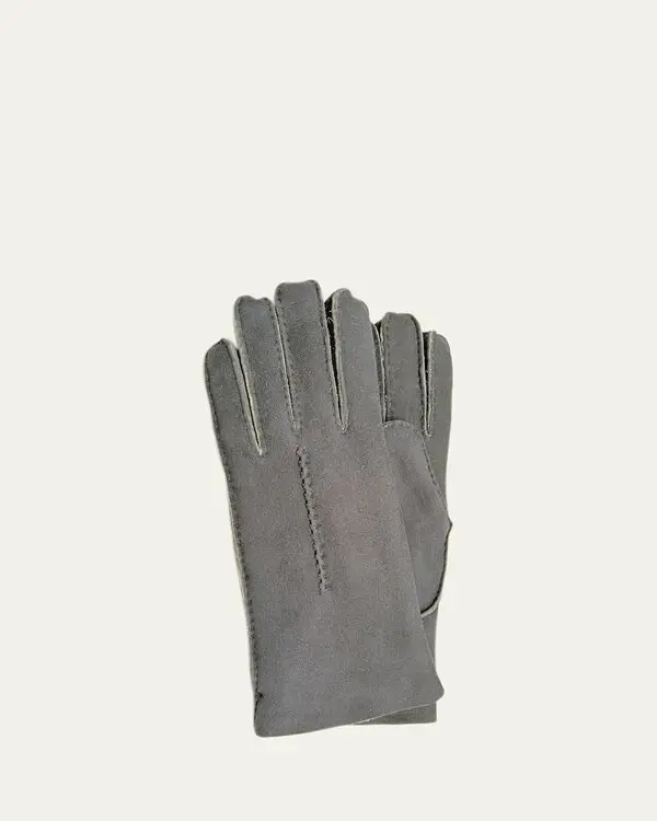 GUANTI GIGLIO FIORENTINO Lambskin Shearling-lined Gloves - Marine