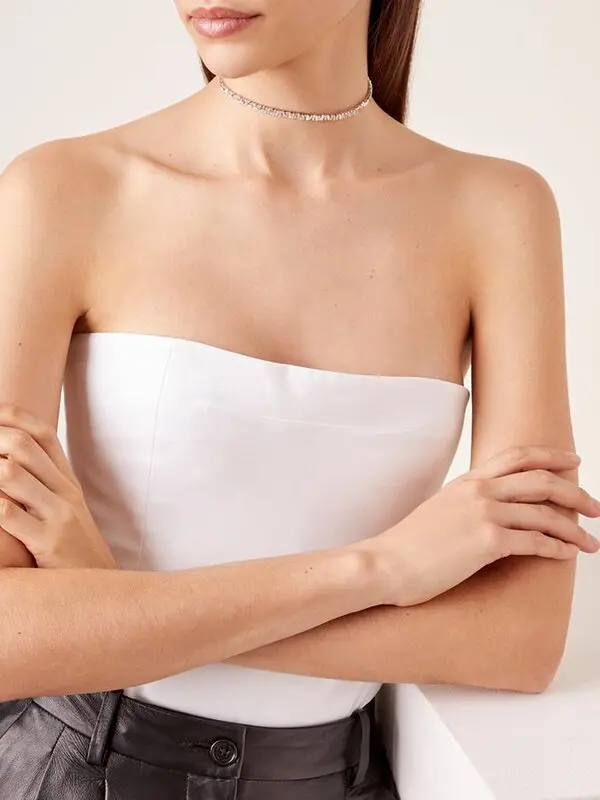 SUZANNE KALAN 18k White-gold And Diamond Baguette Choker