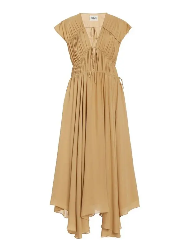Tove Flores Pleated Georgette Silk Dress