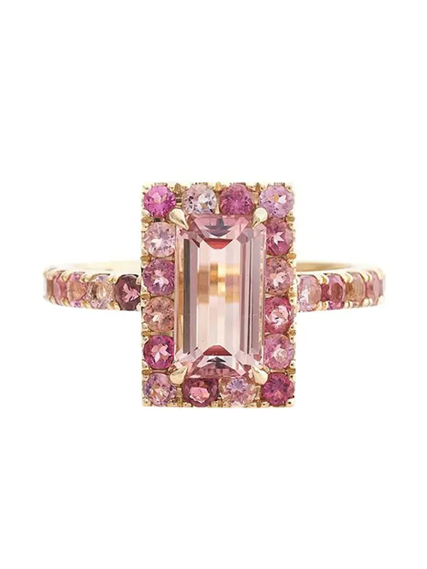 YI COLLECTION Bubble Gum Deco 18k Gold Pink Tourmaline Ring