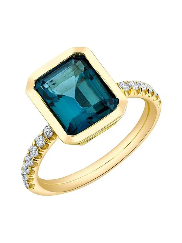 SARAH HENDLER Shirley 18k Yellow Gold Topaz, Diamond Ring