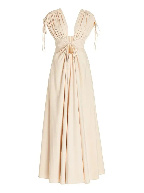 ANDREA IYAMAH Xena Gathered Stretch-cotton Maxi Dress