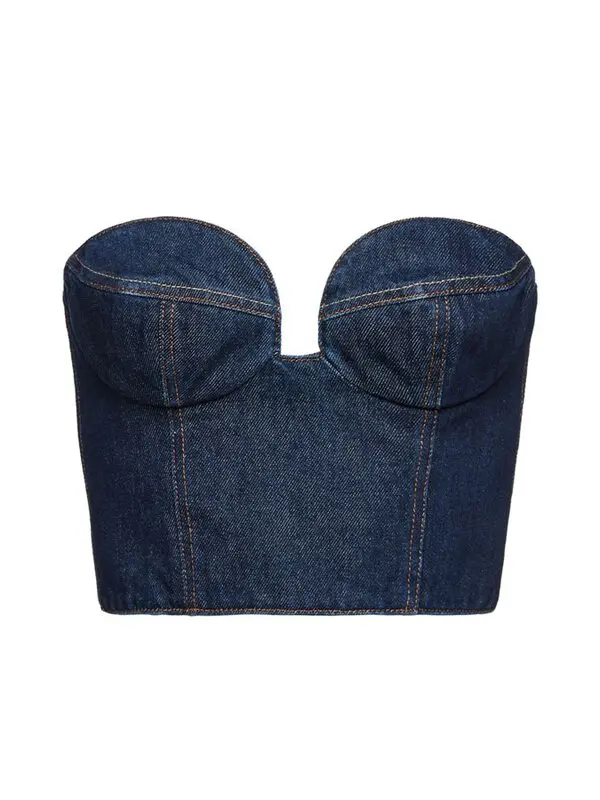 Magda Butrym Strapless Denim Bustier Top