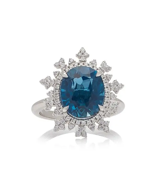 NADINE AYSOY Tsarina Flake 18k White Gold And Topaz Ring