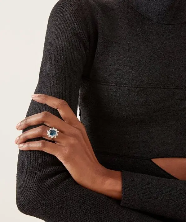 NADINE AYSOY Tsarina Flake 18k White Gold And Topaz Ring