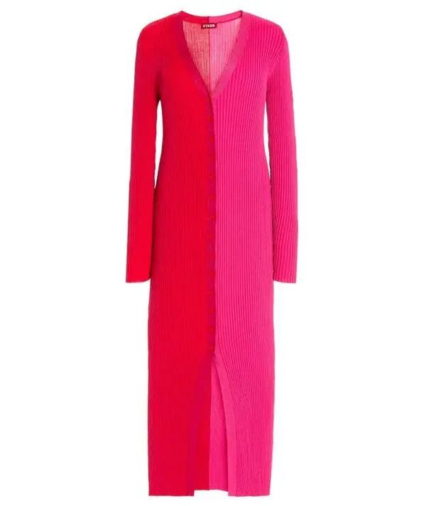 Staud Shoko Two-tone Knit Midi Sweater Dress