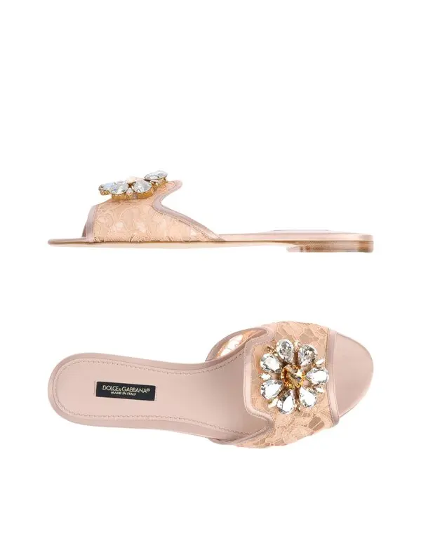 Dolce & Gabbana Sandals In Viscose, Silk, Cotton, And Polyamide - Pink