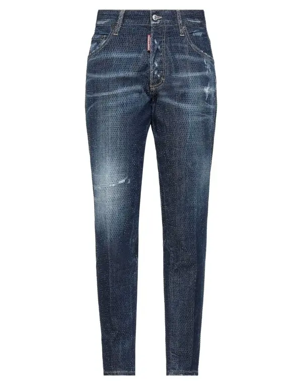 Dsquared2 Jeans In Cotton, Elastane, Cow Leather, And Glass