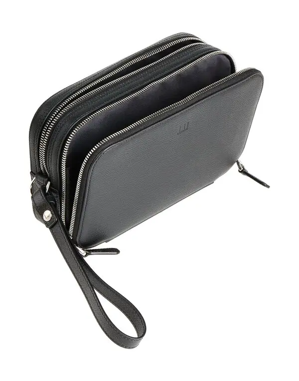 Dunhill Leather Clutch With Detachable Top Handle - Black