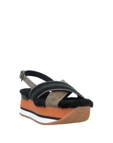 Hogan Leather Wedge Sandals