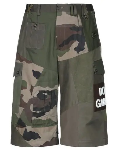 Dolce & Gabbana Military Patchwork Cargo Bermuda Shorts - Green