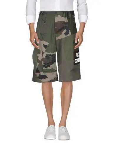 Dolce & Gabbana Military Patchwork Cargo Bermuda Shorts - Green