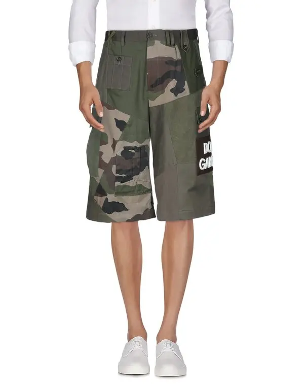 Dolce & Gabbana Military Patchwork Cargo Bermuda Shorts - Green