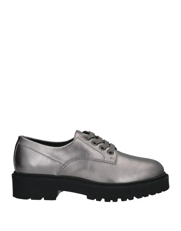 Hogan Lace-up Leather Shoes With Block Heel - Grey