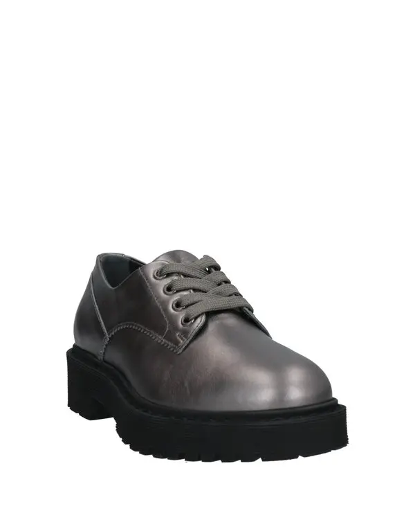 Hogan Lace-up Leather Shoes With Block Heel - Grey