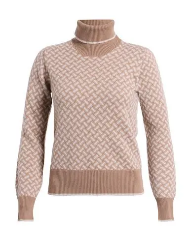 DRUMOHR Geometric Print Turtleneck Cashmere Pullover - Beige