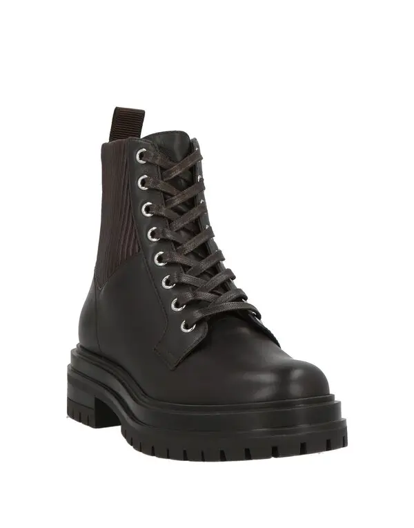 GIANVITO ROSSI Leather And Textile Combat Boots