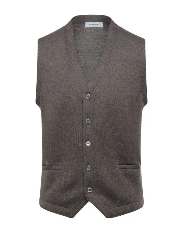 GRAN SASSO Lightweight Virgin Wool Cardigan Vest - Grey