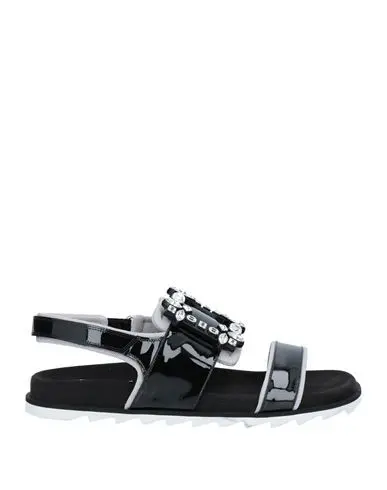 ROGER VIVIER Sandals In Soft Leather And Techno Fabric - Black