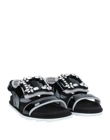 ROGER VIVIER Sandals In Soft Leather And Techno Fabric - Black
