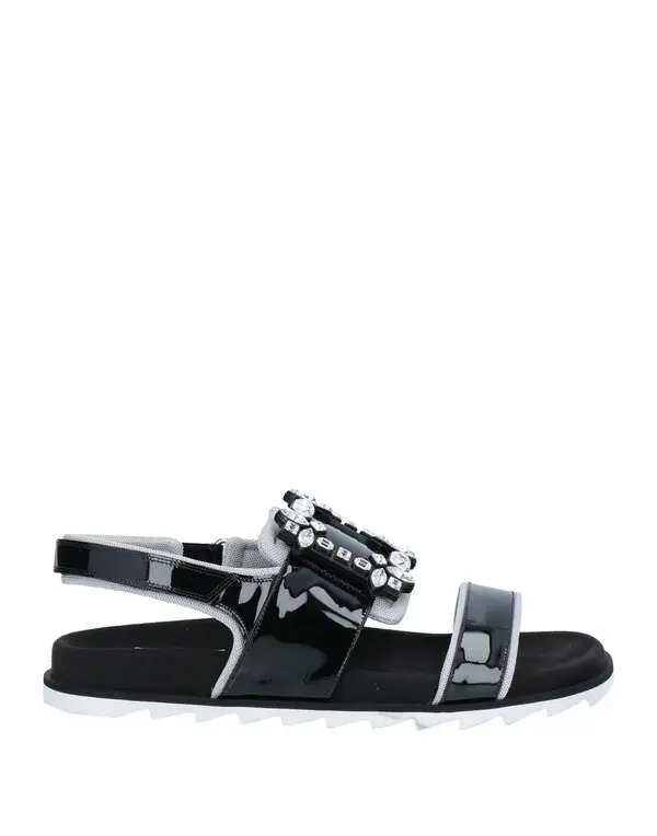 ROGER VIVIER Sandals In Soft Leather And Techno Fabric - Black