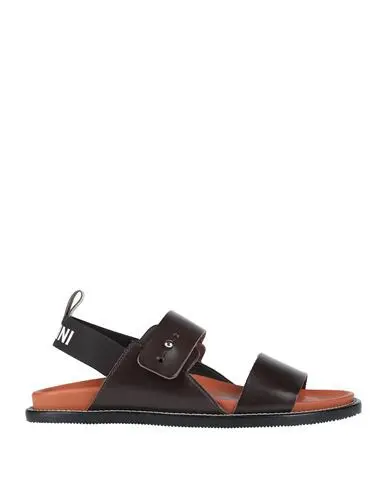 POLLINI Sandals Size Leather - Dark Brown