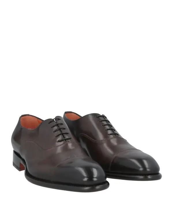 Santoni Lace-up Shoes In Soft Leather - Brown