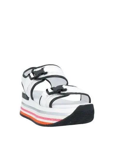 Hogan Leather And Textile Sandals - White