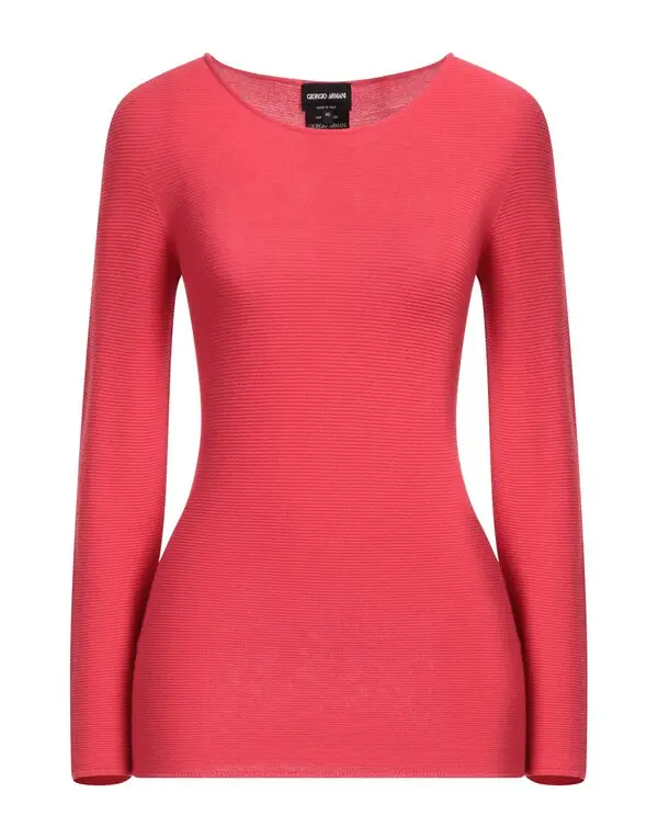 Giorgio Armani Crewneck Ribbed Knit Sweater - Tomato Red