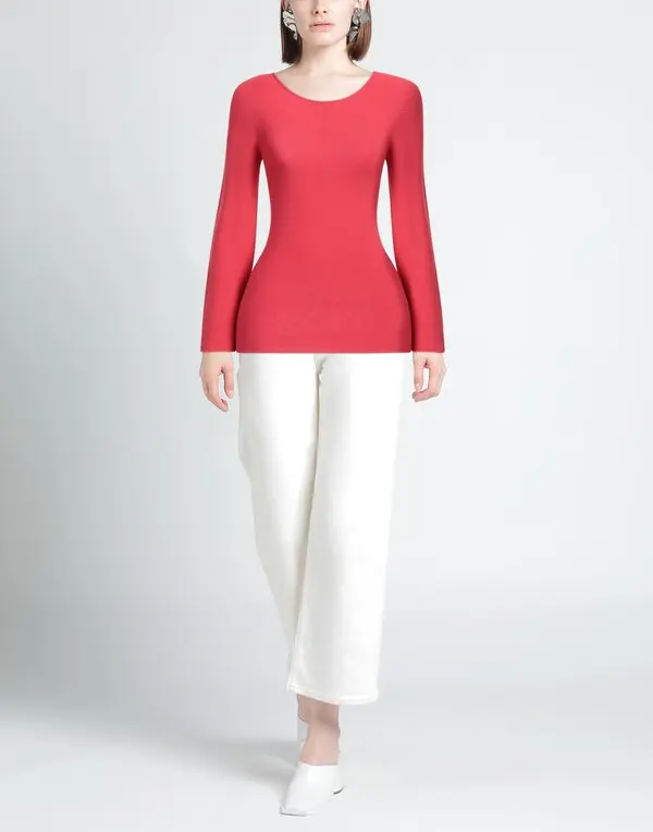 Giorgio Armani Crewneck Ribbed Knit Sweater - Tomato Red