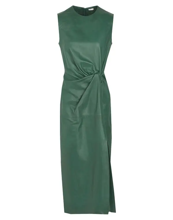 8 By Yoox Leather Drape & Knot Midi Dress In Green - 77% Off | Editorialist