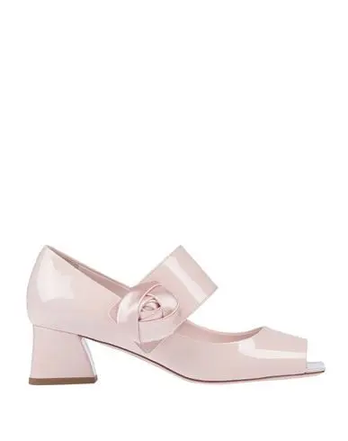 ROGER VIVIER Pumps In Light Soft Leather With Flower Application - Pink