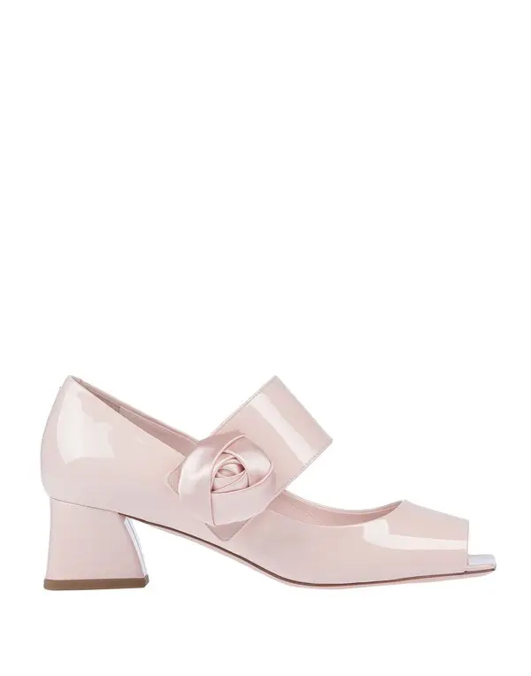 ROGER VIVIER Pumps In Light Soft Leather With Flower Application - Pink