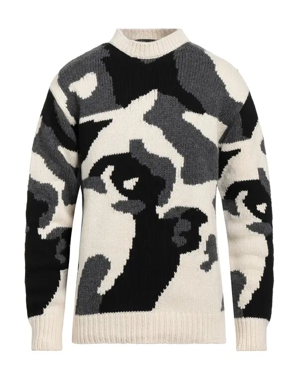 LES HOMMES Bright Virgin Wool Sweater - White