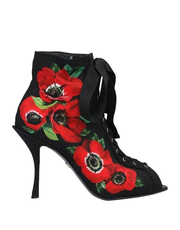 Dolce & Gabbana Open-toe Floral Ankle Boots