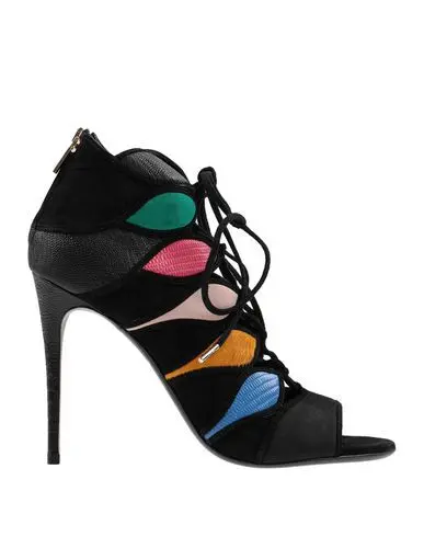 FERRAGAMO Soft Leather Lace-up Open-toe Pumps - Black