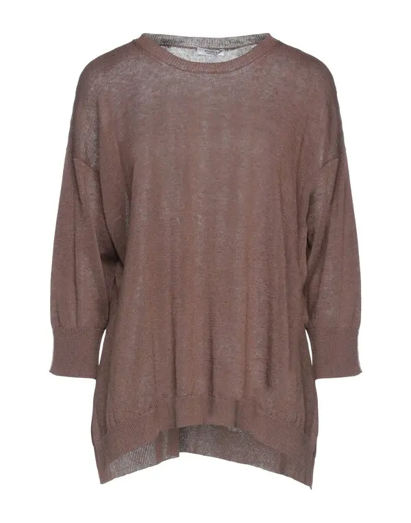 Peserico Solid Crewneck Sweater - Dark Brown