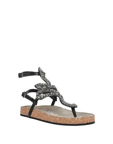 STRATEGIA Leather Thong Sandal - Black