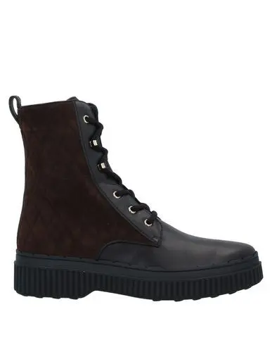 TOD'S Leather And Suede Quilted Lace-up Ankle Boots - Dark Brown