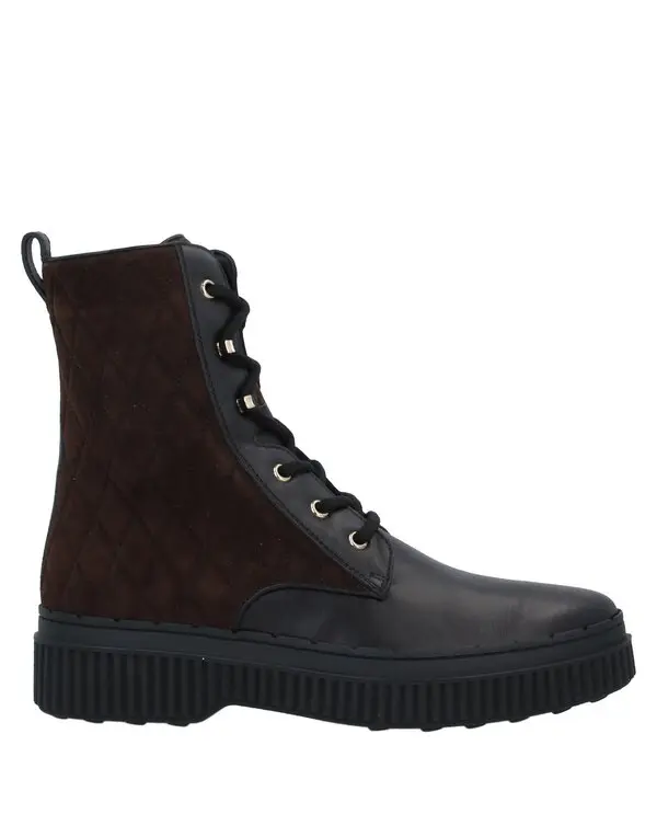 TOD'S Leather And Suede Quilted Lace-up Ankle Boots - Dark Brown
