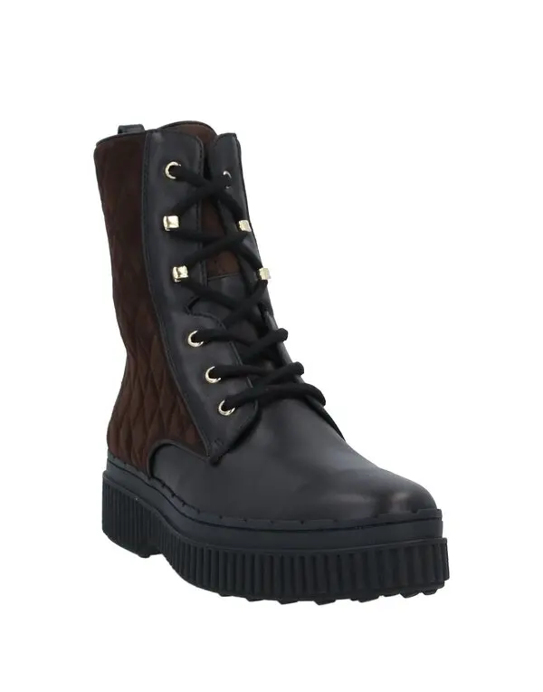 TOD'S Leather And Suede Quilted Lace-up Ankle Boots - Dark Brown