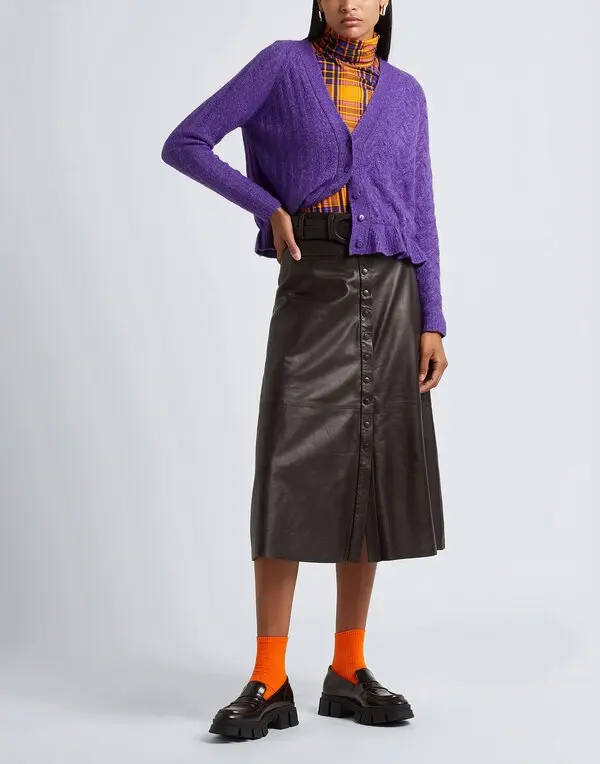 8 BY YOOX Long Sleeve Cardigan With Ruffle Hem