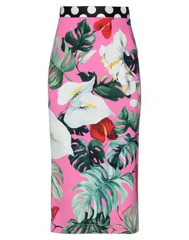 Dolce & Gabbana Printed Silk Blend Midi Skirt - Pink