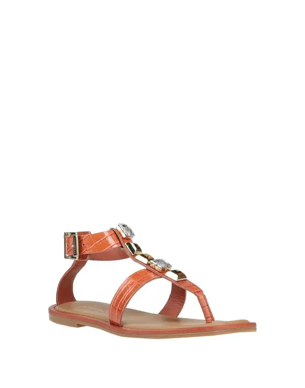 APEPAZZA Leather Thong Sandals - Rust