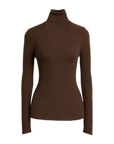 Wolford Merino Fine Rib Long Sleeve Turtleneck Top - Brown