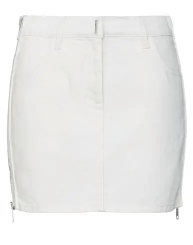 Givenchy Denim Pencil Skirt With Appliqués And Brand Logo - White