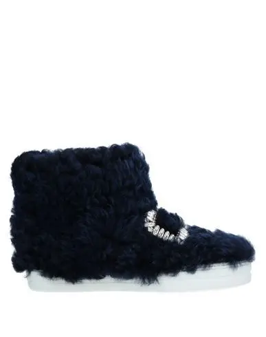 ROGER VIVIER Padded Shearling Ankle Boots - Midnight Blue